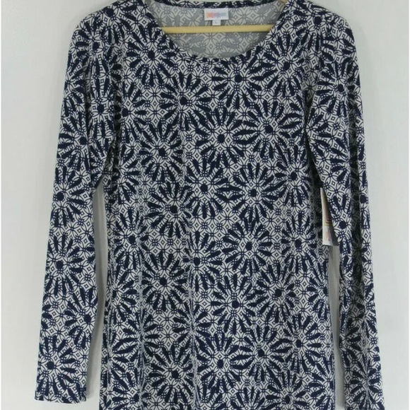 LuLaRoe | Dresses | New Lularoe Debbie Navy Blue Ivory Long Sleeved ...